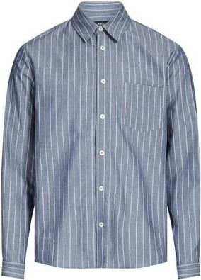 A.P.C. Chemise ray&eacute;e en coton et laine