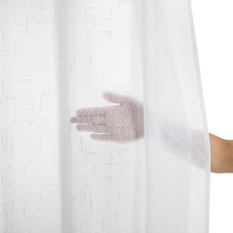 Deconovo Vorhänge mit Kräuselband Transparent Dekoschal Voile Vorhang Durchsichtige Leinenoptik Luftige Gardinen Wohnzimmer, 260x140cm(HöhexBreite), Weiß, 2er 