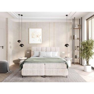 Furnix Vicaria Bett 120x200 Bett mit gepolsterte Bettkasten und Metallbeine RF4 Wei&szlig; - Furnix