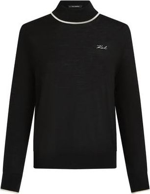 Karl Lagerfeld Pull droit col roul&eacute; en laine m&eacute;rinos