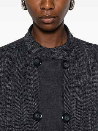 Emporio Armani Herringbone Double-Breasted Jacket - Charcoal
