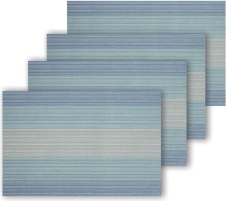 Delindo Lifestyle Tischsets Platzsets HUSUM, Abwaschbar und Abwischbar, Maritim Blau, 4er-Set