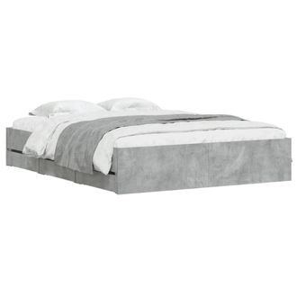 vidaXL Giroletto Cassetti Grigio Cemento 140x190 Cm Legno Multistrato - Vidaxl
