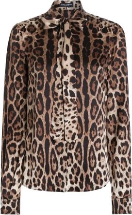 Dolce & Gabbana Femme, Blouses et Chemises, Brun, Taille: 42 FR Chemise en satin imprim&eacute;