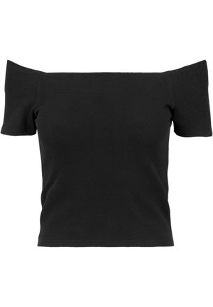 Urban Classics TB1500 Damen T-Shirt Ladies Off Shoulder Rib Tee TB1500, Gr. X-Small, Schwarz (Black 7)