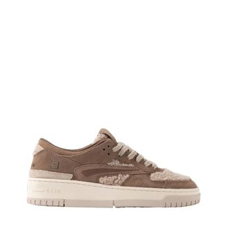 D.A.T.E. Beige Teddy Sneakers mit Lederdetails - - Shoes - Damen - Braun - 37 EU