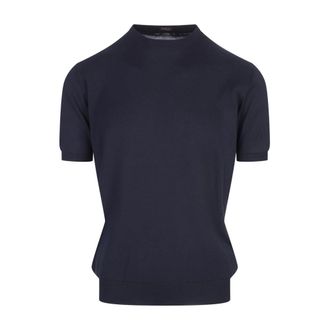 Kiton Blaues Baumwoll-Strick-T-Shirt - - Knitwear - Herren - Blau - L