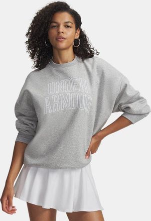 Under Armour Rival Fleece Varsity Oversize-Oberteil mit Rundhalsausschnitt f&uuml;r Damen Mod Grau Light Heather / Wei&szlig; XL