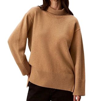Calvin Klein Lux Woll-Rollkragenpullover - - Knitwear - Damen - Braun - XS