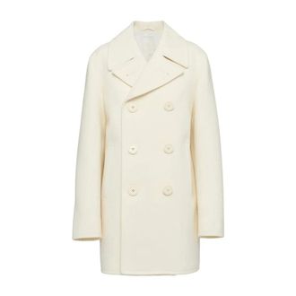 Prada Wei&szlig;er Wollmantel mit Doppelreiher - - Coats - Damen - Wei&szlig; - L