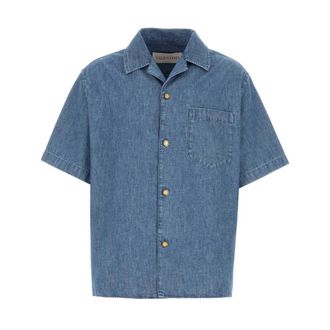 Valentino Garavani Short Sleeve Denim Shirt - - Shirts - Herren - Blau - XL