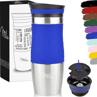 Milu Mug Isotherme Etanche 370ml 450ml Thermo Caf&eacute;-Th&eacute; I Tasse isol&eacute;e pour caf&eacute; et th&eacute; &agrave; emporter, Double Paroi Isol&eacute;e sous Vide, Acier Inoxydable I Tasse 