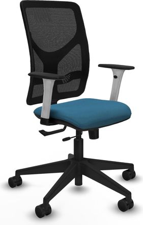 Piqueras y Crespo Economalla Stuhl mit wei&szlig;en und schwarzen Armlehnen, h&ouml;henverstellbare Lendenwirbelst&uuml;tze, ausgestattet mit Syncro/Traslack und Schneideschaum, Schwar