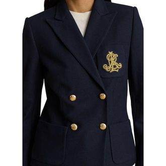 Ralph Lauren Blazer &agrave; boutonni&egrave;re crois&eacute;e en coton m&eacute;lang&eacute;