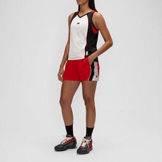 New Balance Damen Basketball Performance Mesh Short in Rot/Wei&szlig;, Gr&ouml;&szlig;e XS