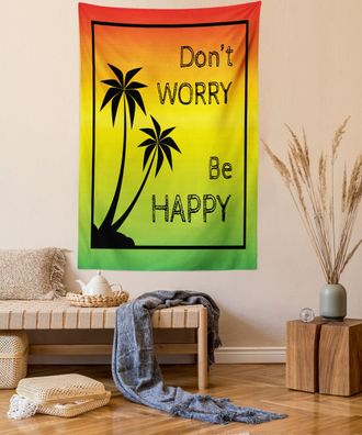 Abakuhaus Rasta Wandteppich und Tagesdecke, Positive Musik-Beschriftung, aus Weiches Mikrofaser Stoff Schmutz abweichender Digitaldruck, 110 x 150 cm, Lime Gree