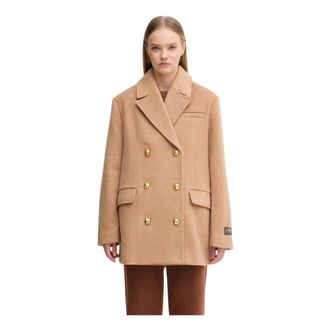 Ganni Femme, Vestes, Brun, Taille: 38/40 FR Veste crois&eacute;e
