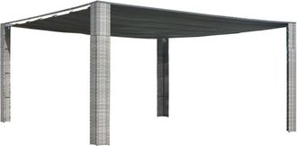 vidaXL vidaXL Tonnelle avec toit coulissant R&eacute;sine tress&eacute;e 400x400x200 cm