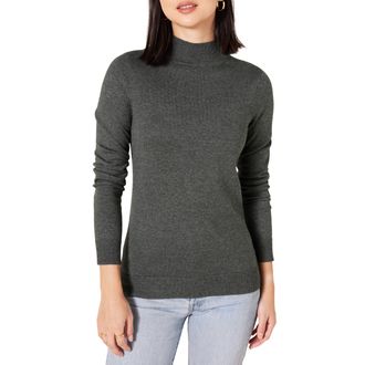 Amazon Essentials Damen Leichter Pullover mit Stehkragen (in Übergröße erhältlich), Dunkelgrau Meliert, 6XL Große Größen