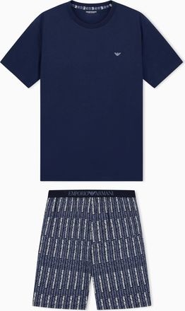 Emporio Armani Herren Classic Pattern Short Pajamas Pyjamaunterteil, blau, L