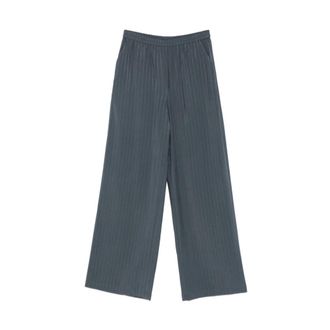 Emporio Armani Gestreifte- weit geschnittene Hose mit elastischem Bund - - Trousers - Damen - Grau - XS