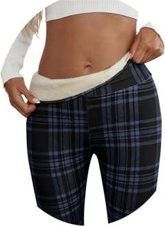 ORANDESIGNE Leggings dhiver pour Femme Thermique Doubl&eacute; en Polaire Pantalon Taille Haute Chaud Extensible Slim Pants &Eacute;pais Stretch Casual Leggings Collant B Bleu 