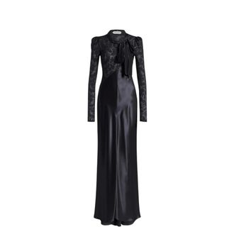 Alberta Ferretti Femme, Robes, Noir, Taille: 42 FR Robe de soir&eacute;e en satin et dentelle