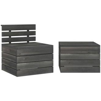 vidaXL 2-tlg. Garten-Sofagarnitur aus Paletten Kiefernholz Dunkelgrau Vidaxl