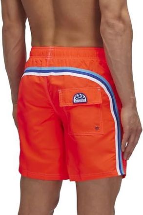 Sundek Short de bain pour homme avec taille élastique 40,6 cm de long et 19,1 cm dentrejambe, 04710 - Orange fluo 10, Large
