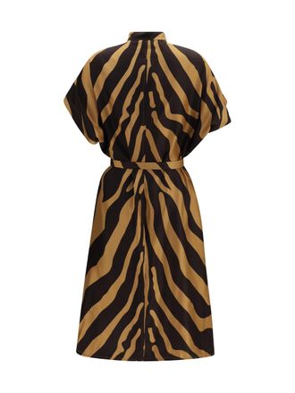 Ferragamo Womens Shirt Dress Twill Camel-Dark Espresso Viscose Camel/dark