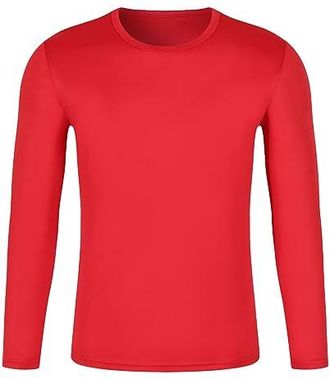 Generic T-shirt l&eacute;ger &agrave; manches longues de couleur unie pour homme T-shirt athl&eacute;tique &agrave; manches longues, Rouge, L