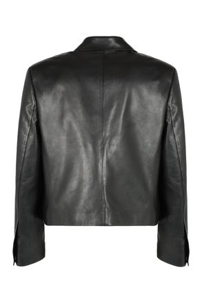 Ferragamo Mens Leather Jacket Black Suit & Dinner