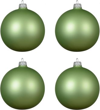Kaemingk Weihnachtskugeln Glas 10cm mundgeblasen 4er Box - große Christbaumkugeln Weihnachtsbaumkugeln für Weihnachten - Christbaumschmuck & Weihnachtsbaumschm