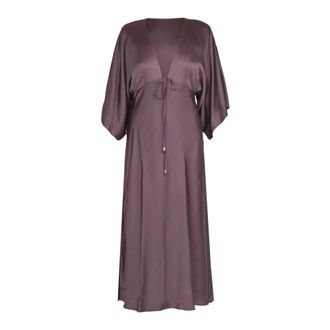 ottod'Ame Femme, Robes, Brun, Taille: 36 FR Abito Fico lungo effetto satin