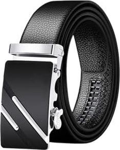 Generic Ceinture &agrave; boucle automatique en cuir v&eacute;ritable pour hommes, sangle en cuir d&eacute;contract&eacute; pour jeans, Couleur 4, 120 cm
