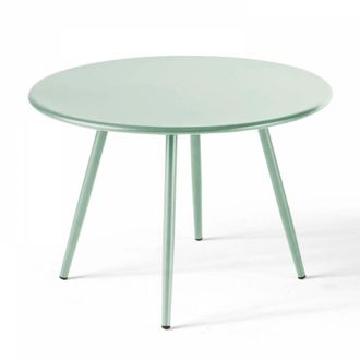 Oviala Table basse ronde en m&eacute;tal vert sauge 40 cm - Palavas