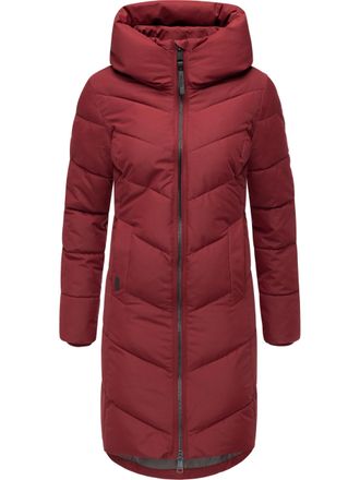 Ragwear Damen Langer Wintermantel warmer Steppmantel mit Kapuze Natalin YOUMODO Wine Red Gr. L