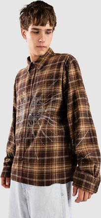 Ninth Hall Rhinestone Boxy Flannel Hemd brown