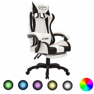 vidaXL Vidaxl - Fauteuil de jeux vidéo avec led rvb Noir et blanc Similicuir