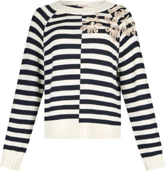 Liu Jo Femme, Pulls, Multicolore, Taille: 38 FR Pull avec broderie de bijoux