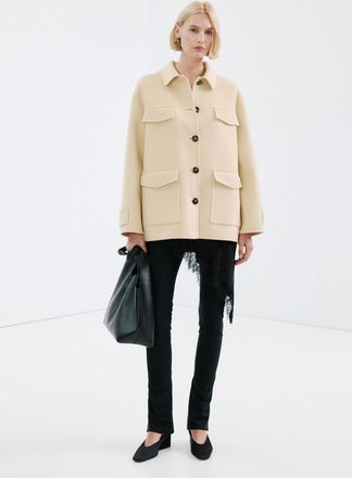 Mango Veste laine &agrave; poches vanille - Femme - XXS - MANGO