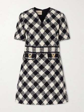Valentino Garavani Mini-robe En Tweed &Agrave; Carreaux - Noir