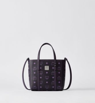 MCM Toni Shopper in Visetos mit Reissverschluss oben DEEP PURPLE VISETOS