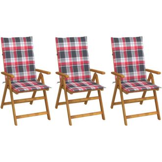 vidaXL Vidaxl - Klappbare Gartenst&uuml;hle 3 Stk. mit Auflagen Massivholz Akazie