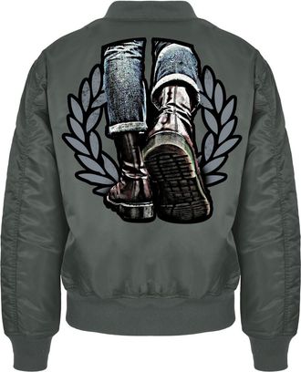 Spass Kostet Herren Bomberjacke SKINHEAD BOOTS mit R&uuml;ckendruck marching way of life skins