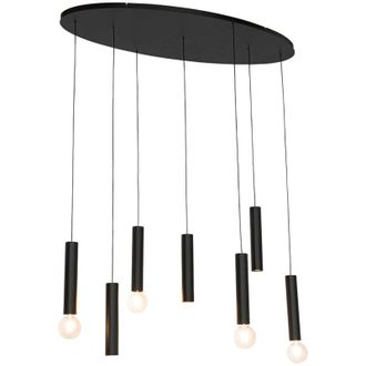 QAZQA Tuba - Suspension - 4 lumi&egrave;re - l 120 cm - Noir - Design - &eacute;clairage int&eacute;rieur - Salon i Chambre i Cuisine i Salle &agrave; manger - Qazqa