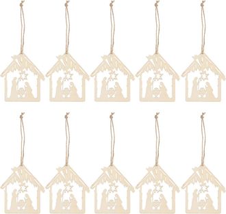 Cabilock Krippenanh&auml;nger, Adventskrippen-Ornamente, Statue, T&uuml;r, Krippe, h&auml;ngende Ornamente, Krippe, Puzzle-Dekoration, Kruzifix, katholische Weihnachtsdekorat