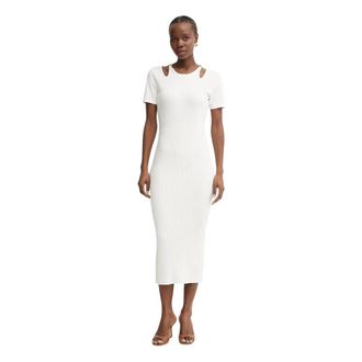 Fracomina Midi-Kleid mit Cut-Out und Ketten-Detail - - Dresses - Damen - Wei&szlig; - M