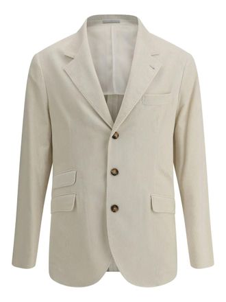 Brunello Cucinelli blazer en velours à design côtelé - Tons neutres