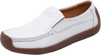 Generic Mocassins plats pour femme - Doux et antid&eacute;rapants - En cuir - Mocassins &eacute;l&eacute;gants - Baskets &agrave; enfiler - Vintage - Chaussures orthop&eacute;diques l&eacute;g&egrave;res et 